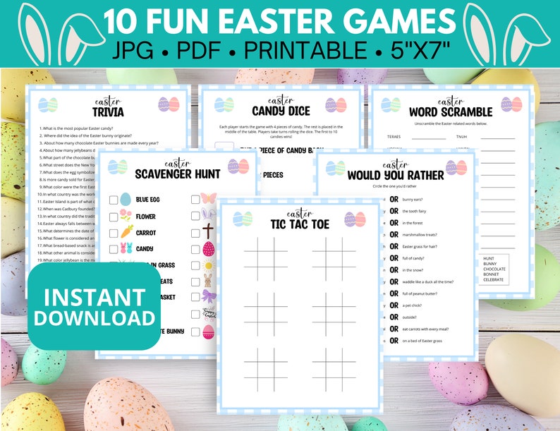 Easter Printable Games Bundle for Kids and Adults Easter - Etsy