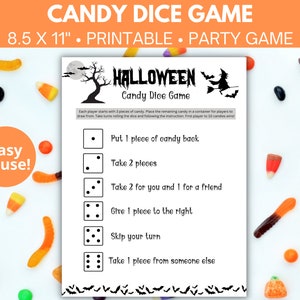 Candy Dice Game, Kids Halloween Dice Game, Printable Dice Game ...