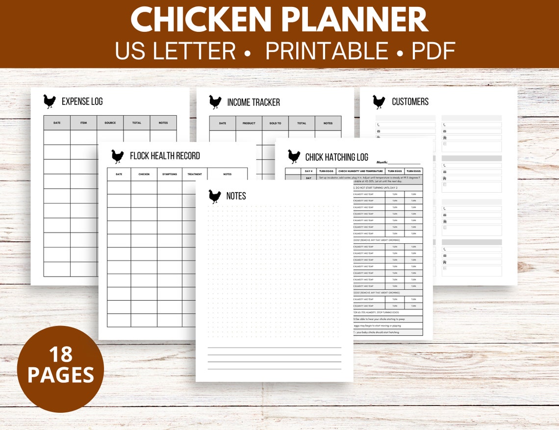 Printable Homestead Log for Raising Chickens, Backyard Chicken Planner ...