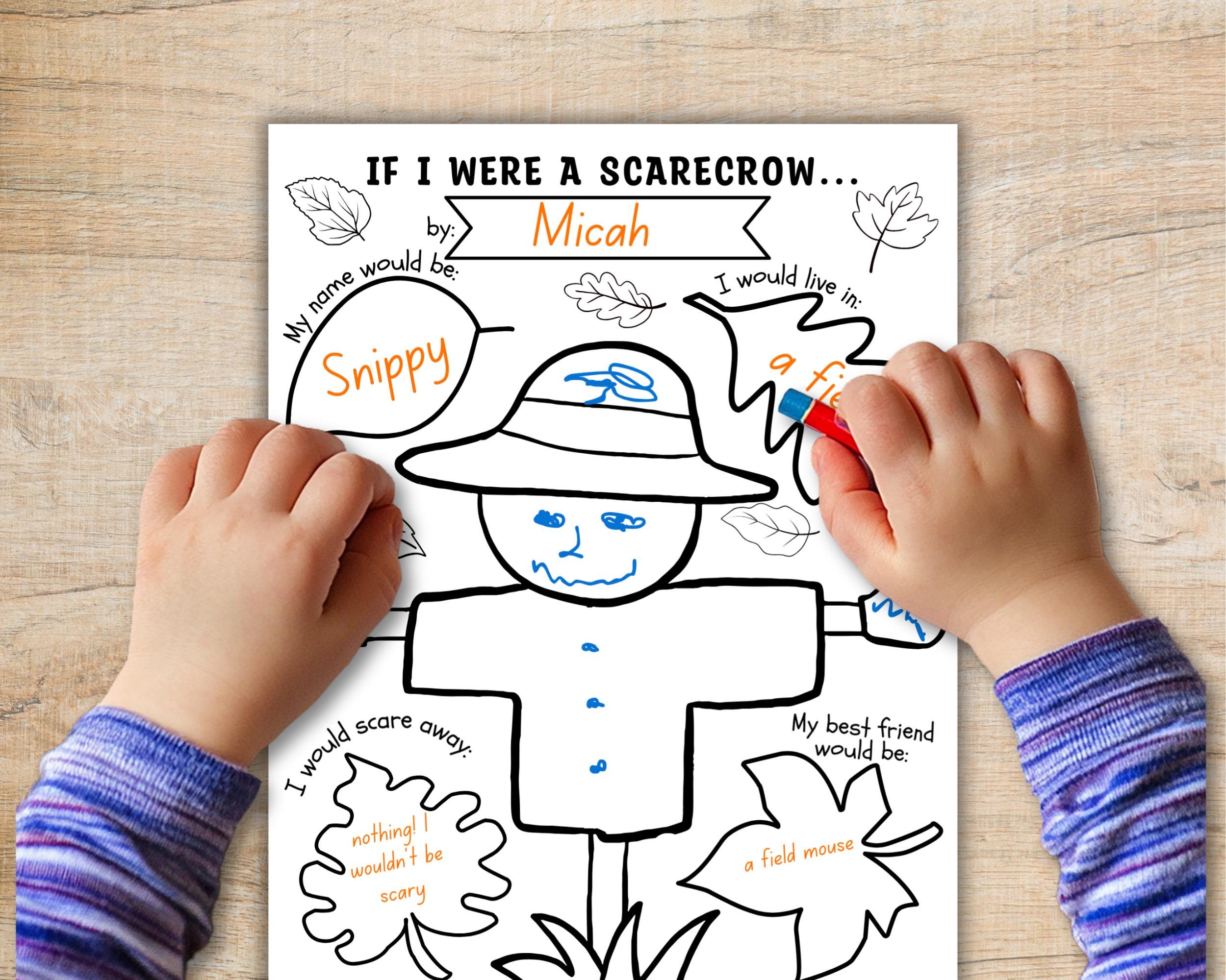 Design Your Own Scarecrow, Fall Harvest Craft, Kids Activity, Writing ...