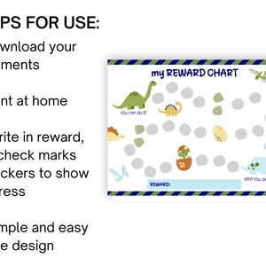 Dinosaur Kids Reward Chart, Reading Reward Chart, Sticker Chart, Dino ...