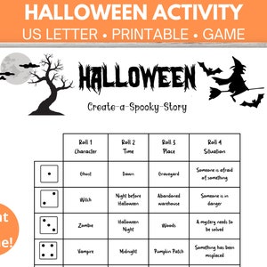 Halloween Party Dice Game, Kids Halloween Activity, Halloween Story ...