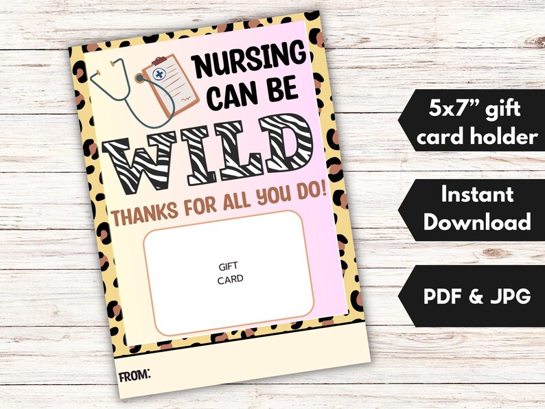 Printable Nurse Gift Card Holder, New Nurse Gift, ICU Nurse, Neuro ...