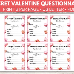 Secret Valentine Mini Questionnaire, Valentine Party Gift Game, Secret ...