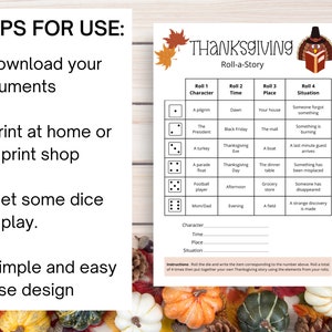 Thanksgiving Roll a Story Dice Game, Thanksgiving Classroom Games ...