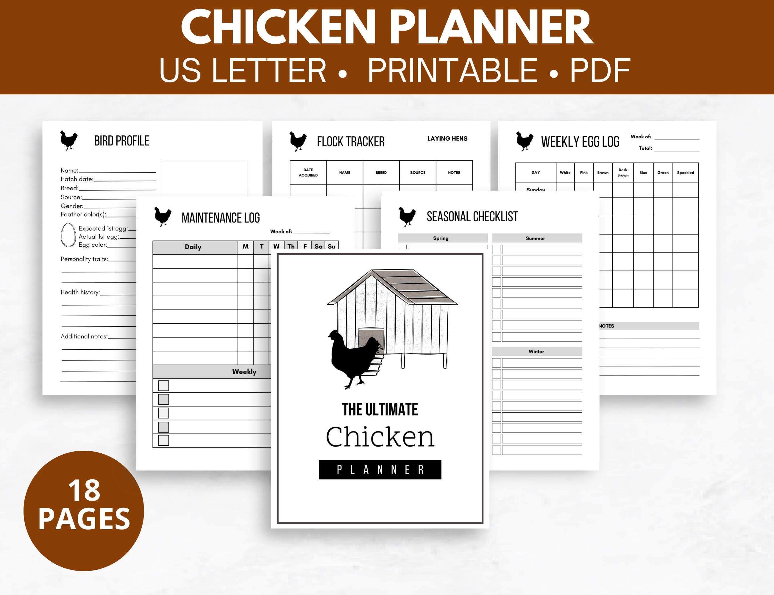 Printable Homestead Log for Raising Chickens, Backyard Chicken Planner ...