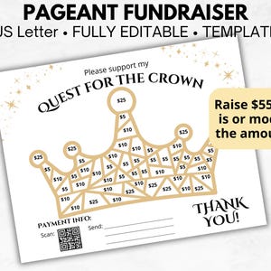 Pageant Fundraiser Template, QR Code, Editable Fill My Crown Form ...