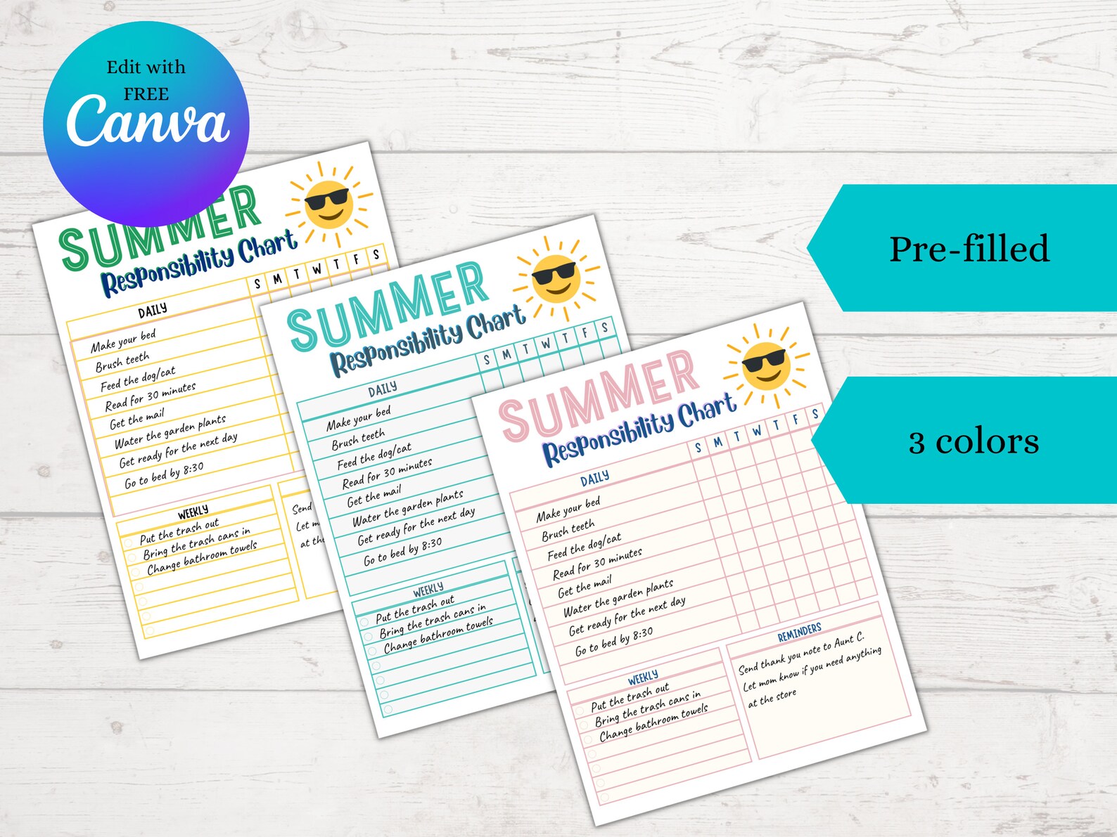Summer Chore Chart for Kids With Printable Money Savings Tracker ...