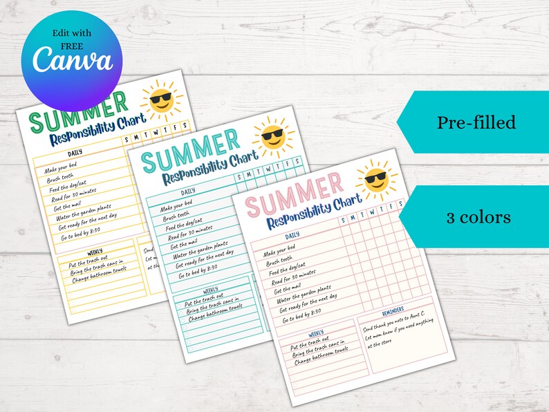 Summer Chore Chart for Kids With Printable Money Savings Tracker ...