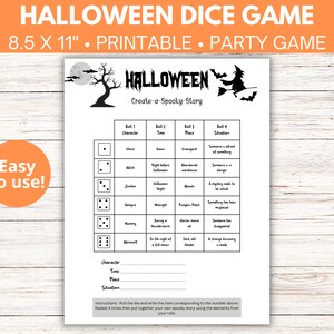 Halloween Party Dice Game, Kids Halloween Activity, Halloween Story ...