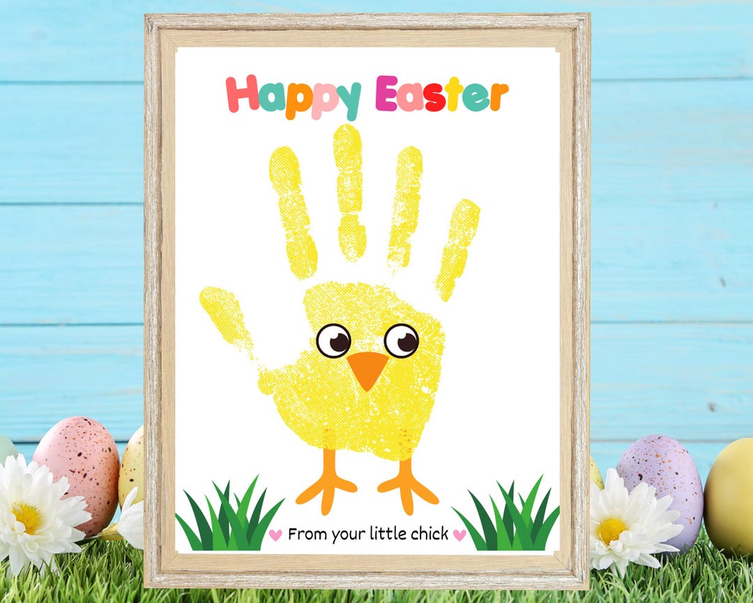 Easter Chick Handprint Craft, Spring Handprint Art, Printable Preschool ...