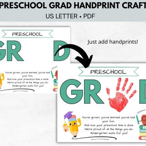 Preschool Graduation Handprint Art, Printable Preschool Keepsake, Last ...