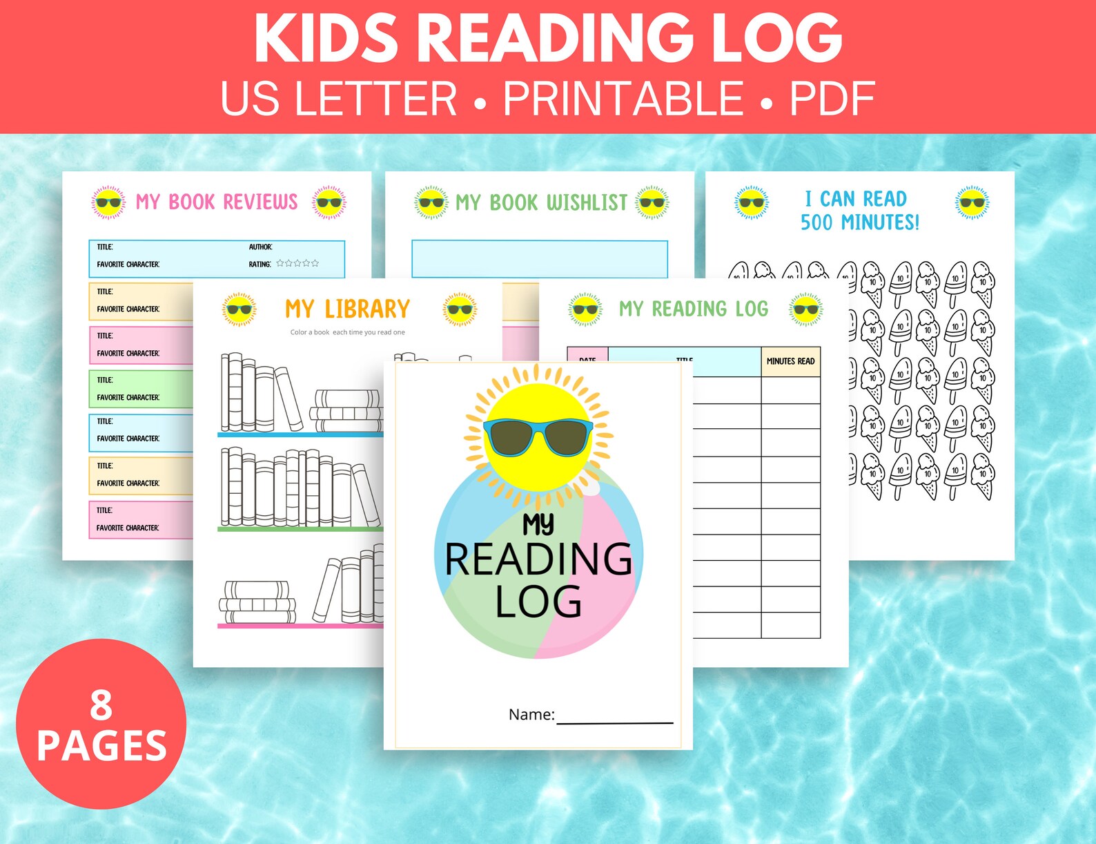 Kids Summer Reading Log Printable, Kids Book Tracker, Reading Tracker ...