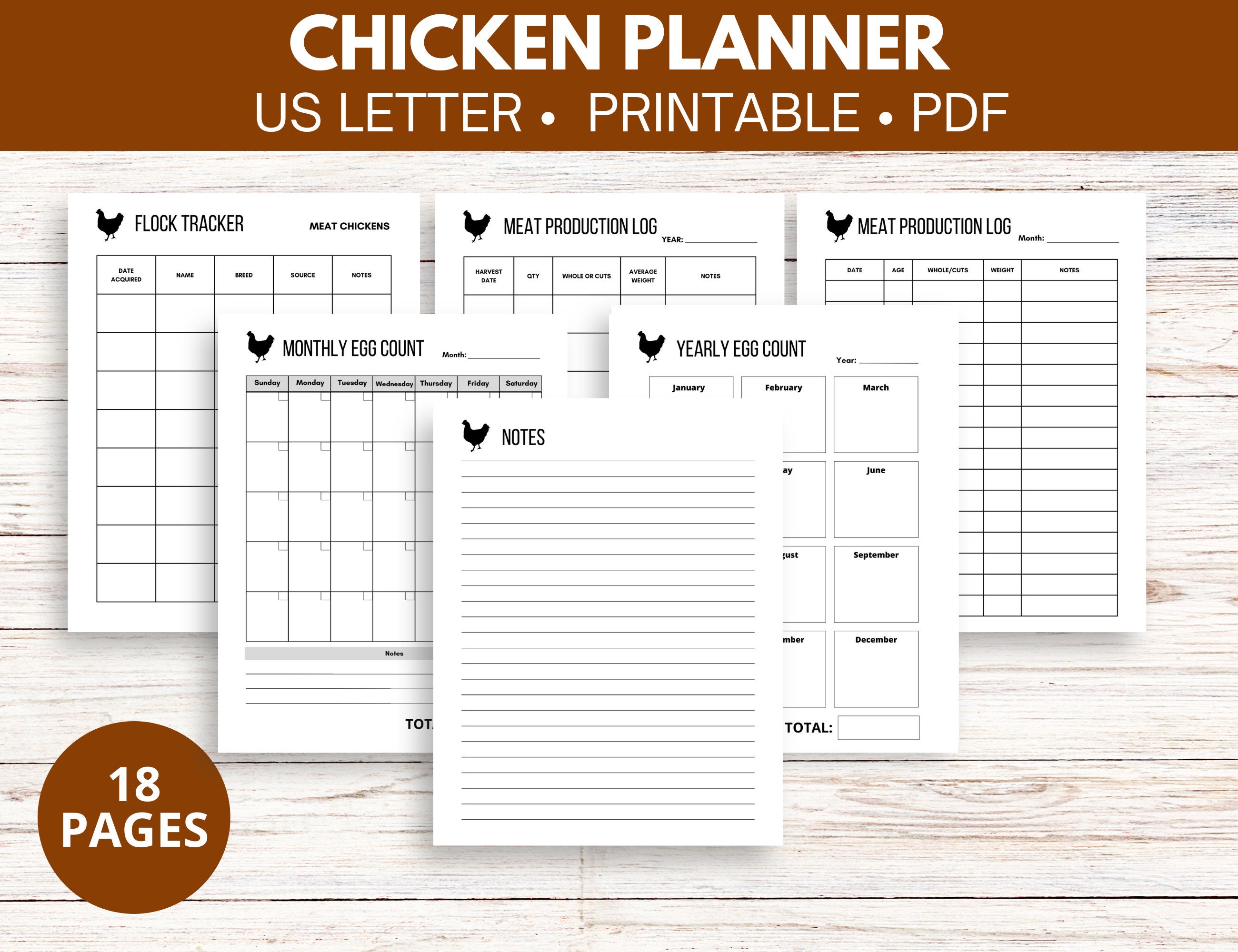 Printable Homestead Log for Raising Chickens, Backyard Chicken Planner ...