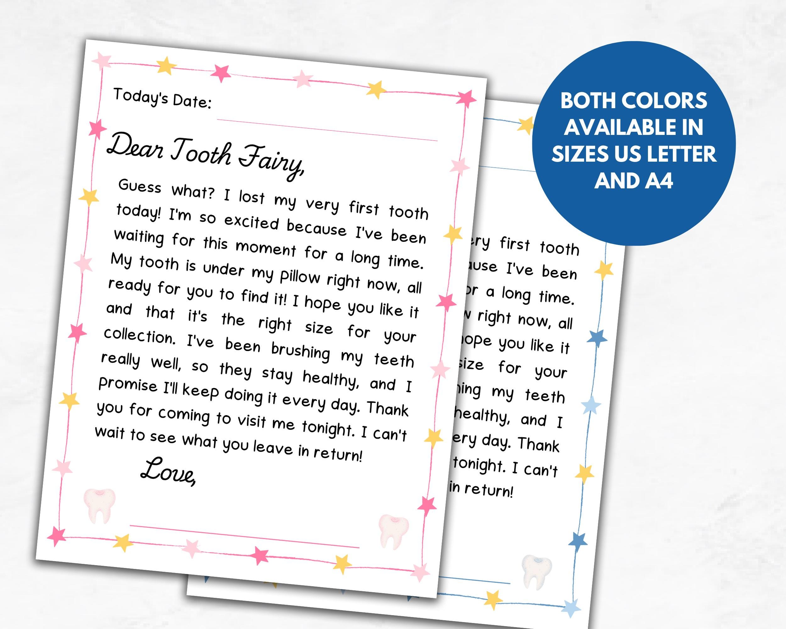 Letter to the Tooth Fairy Printable, Kids Fill in First Lost Tooth ...