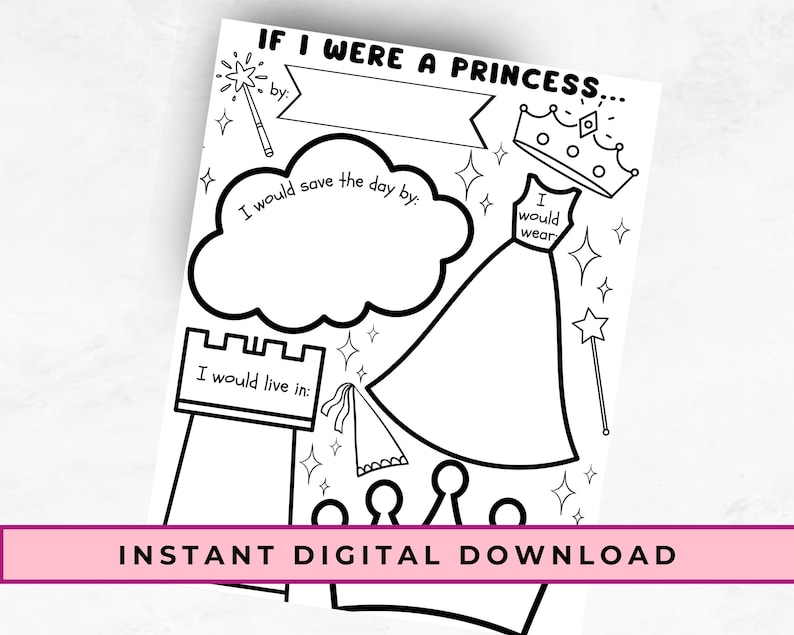 If I Were a Princess Printable, Girls Princess Party Activity ...