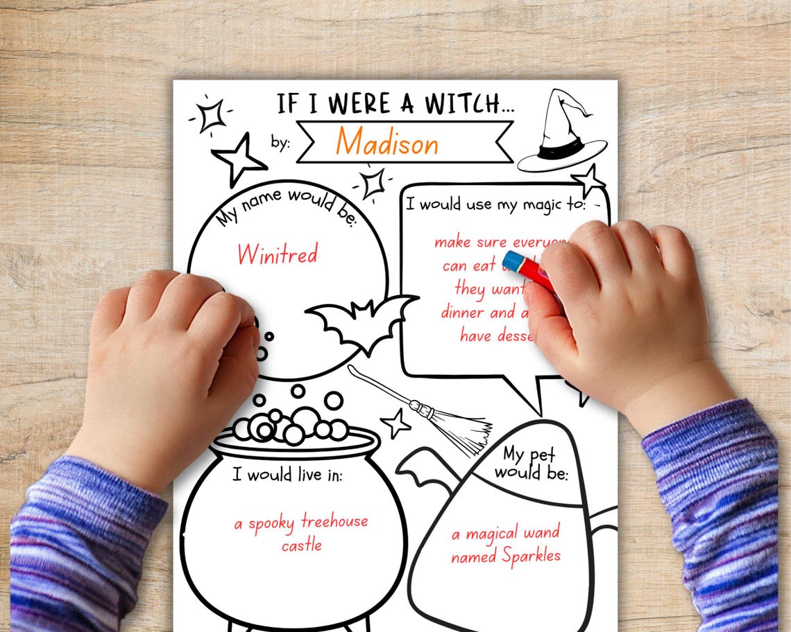 Halloween Printable If I Were a Witch Activity, Halloween Coloring Page ...
