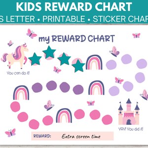 Unicorn Kids Reward Chart, Toddler Behavior Chart, Unicorn Rainbow ...
