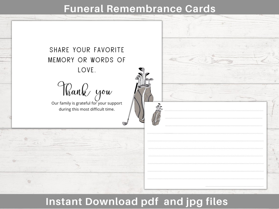 Funeral Golf Remembrance Cards Printable Memorial Cards - Etsy