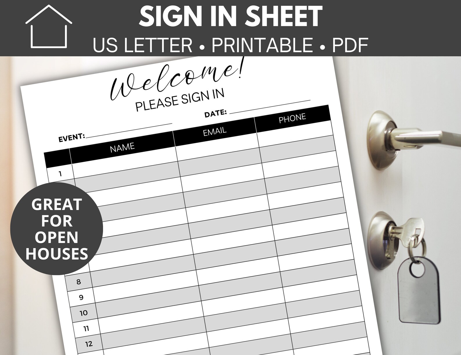 Open House Sign in Sheet, Real Estate Printable, Realtor Marketing ...