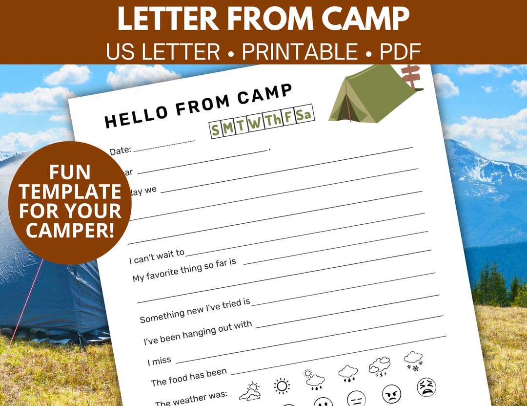 Printable Fill in Camp Letter, Letter From Camp, Hello From Camp PDF ...