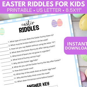 Kids Easter Riddles Printable, Easter Party Printable Riddles for Kids ...