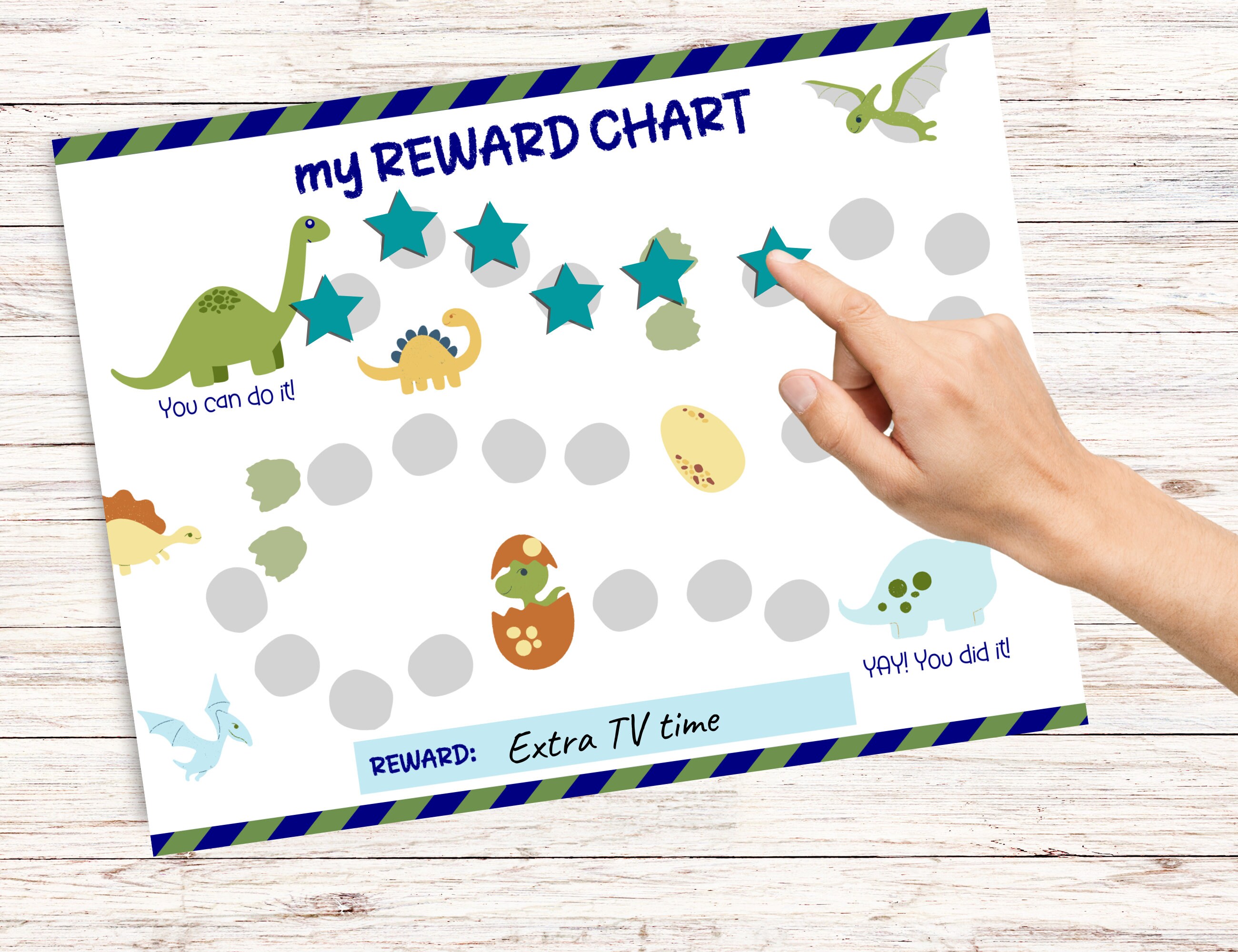 Dinosaur Kids Reward Chart, Reading Reward Chart, Sticker Chart, Dino ...