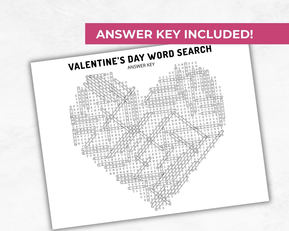 Giant Valentine's Day Word Search Printable, Senior Games, Team ...