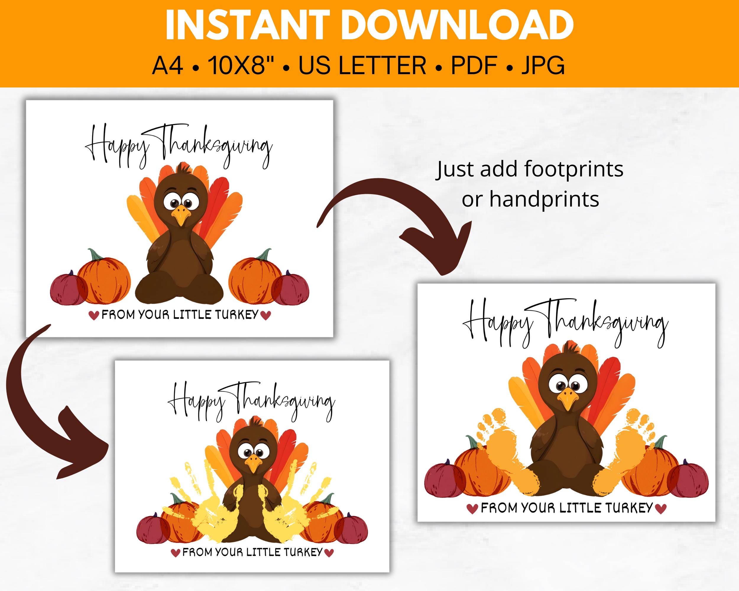 Turkey Footprint Craft Printable, Fall Footprint Art, Thanksgiving Baby ...