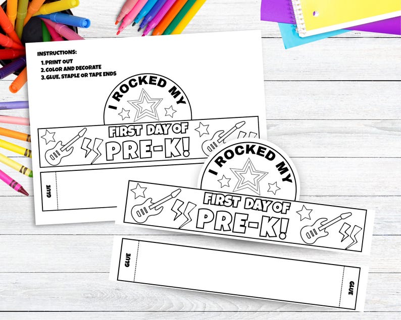 Printable First Day of Pre K Paper Crown, Back to School Coloring ...
