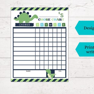 Dinosaur Chore Chart for Kids, Editable Chore Chart for Toddler, Chore ...
