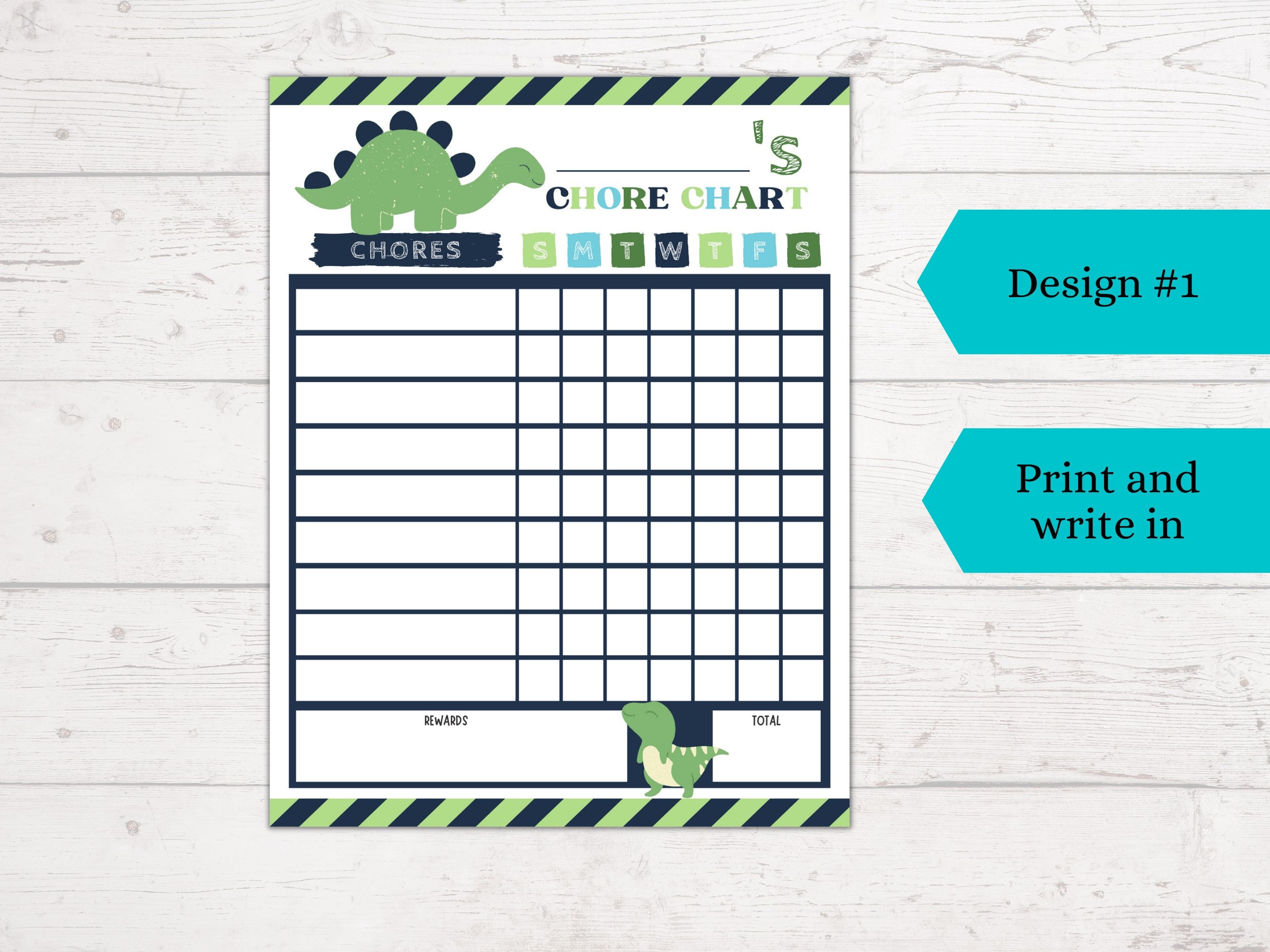 Dinosaur Chore Chart for Kids, Editable Chore Chart for Toddler, Chore ...