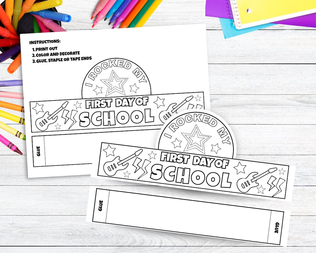 Printable First Day of School Paper Crown, Back to School Coloring ...
