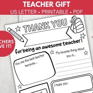 End of Year Teacher Gift Coloring Page, Last Day of School Thank You ...