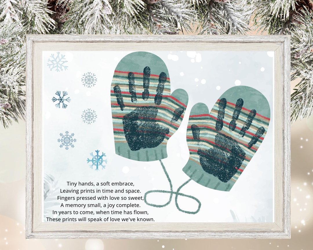 Winter Handprint Craft, Mittens Handprint Art, Printable Preschool ...