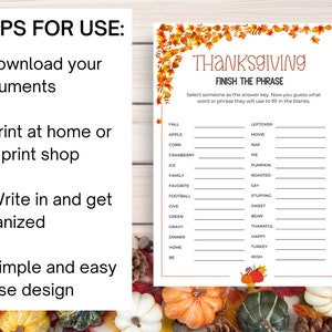 Thanksgiving Games Printable for Families, Thanksgiving Game Bundle ...
