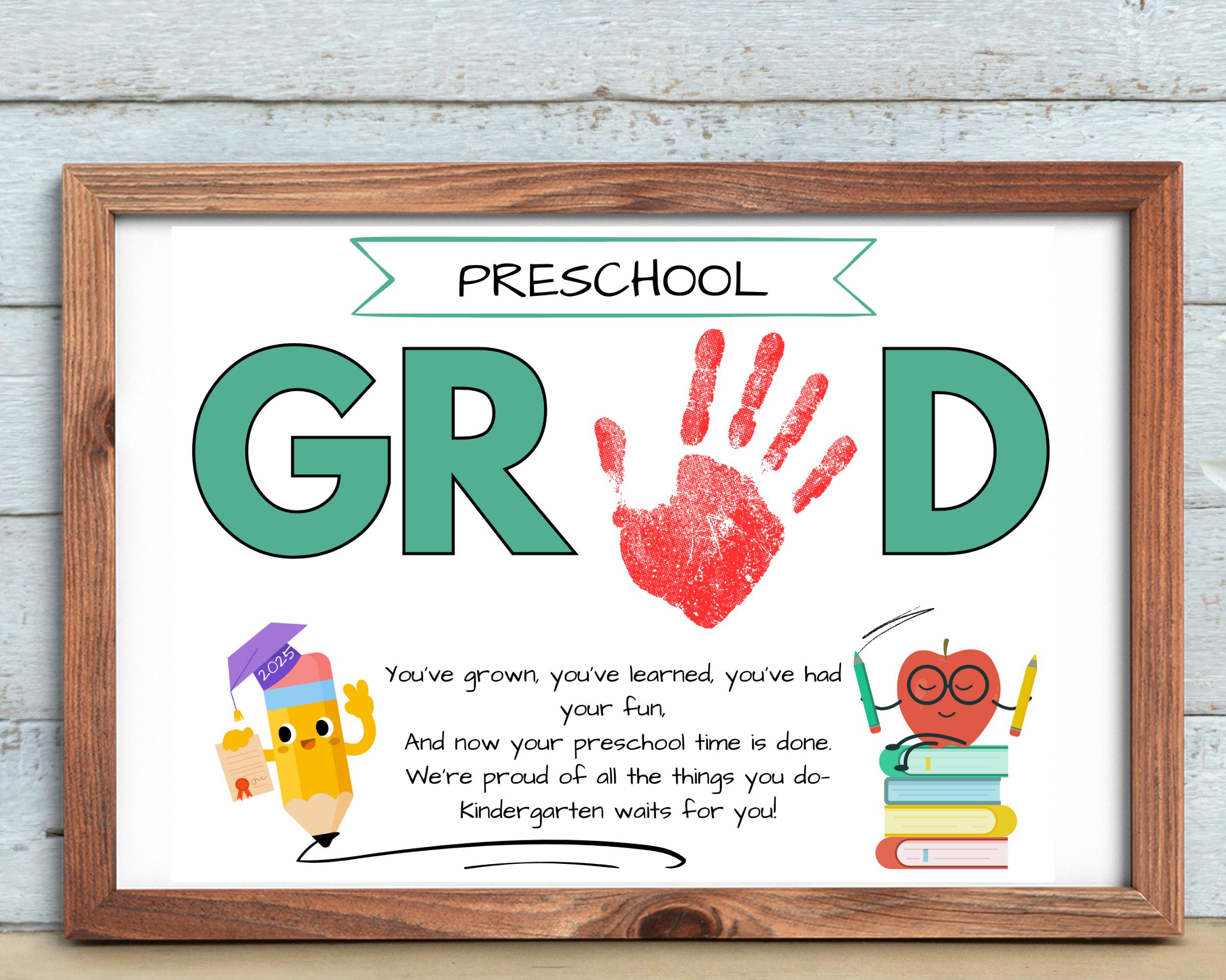 Preschool Graduation Handprint Art, Printable Preschool Keepsake, Last ...