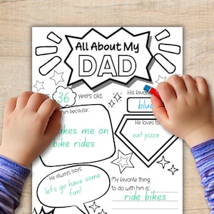 Father's Day Super Dad Craft, Printable Gift From Kids, Fill in the ...