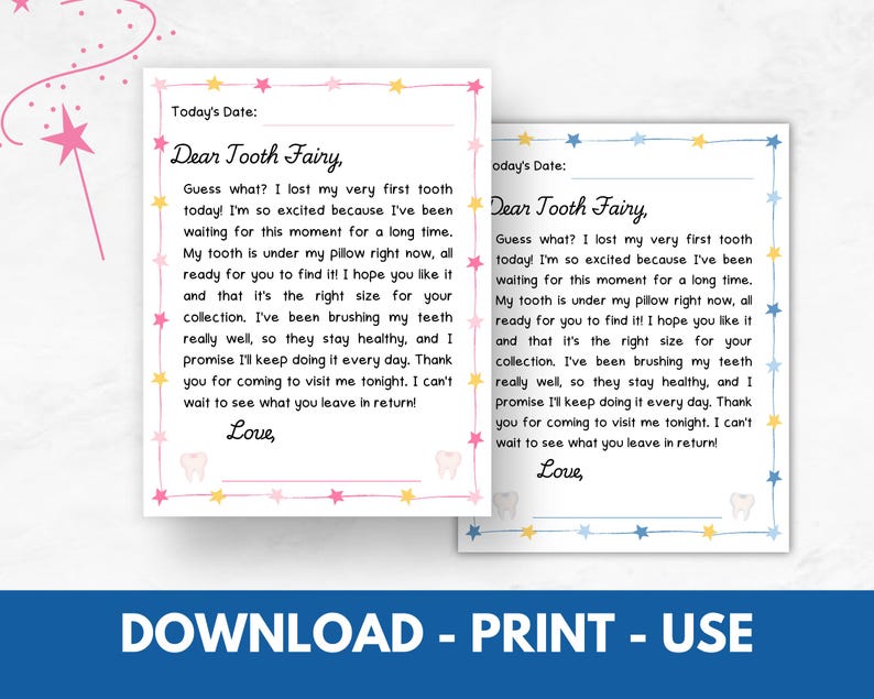 Tooth Fairy Visit Letter Printable, Editable Kids First Lost Tooth Note ...