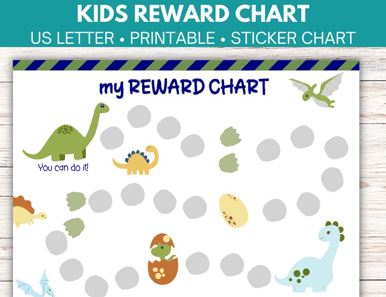 Dinosaur Kids Reward Chart Reading Reward Chart Sticker - Etsy