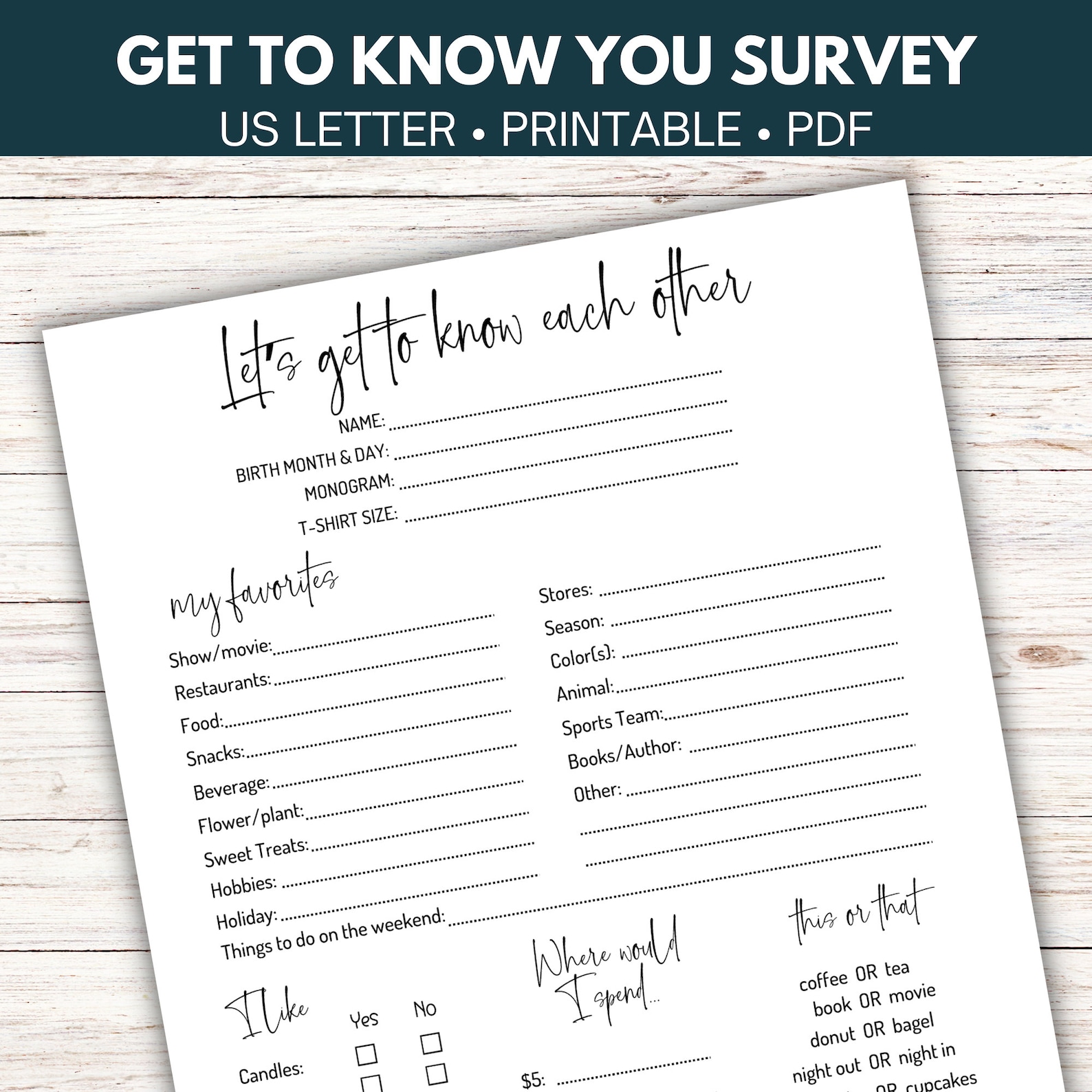 Get to Know You Questions, Favorite Things List, Team Building ...