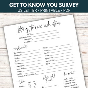 Get to Know You Questions, Favorite Things List, Team Building ...