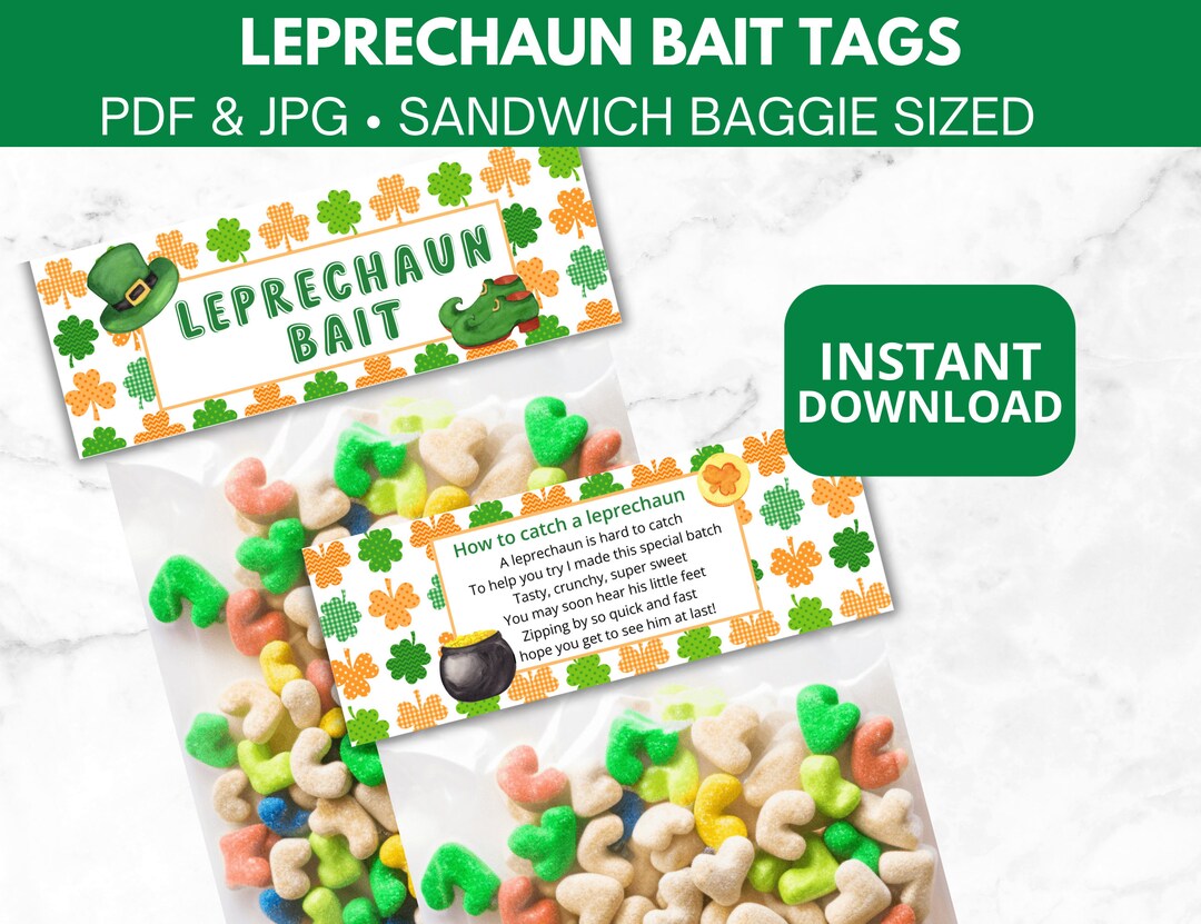 Leprechaun Bait Tag for Treat Bags, Bait Bag Topper for Leprechaun Trap ...