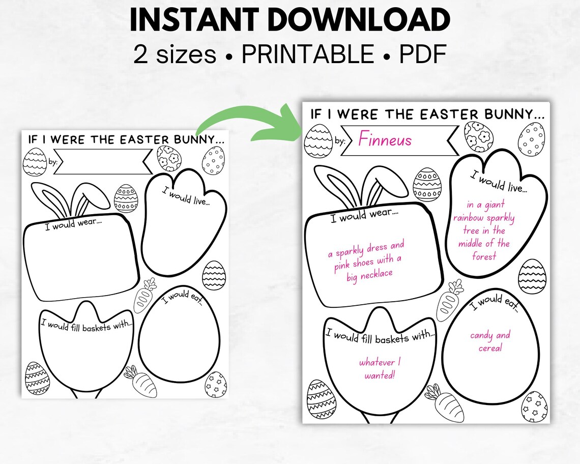 If I Were the Easter Bunny Printable, Easter Coloring Page, Classroom ...