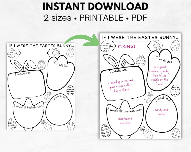 If I Were the Easter Bunny Printable, Easter Coloring Page, Classroom ...