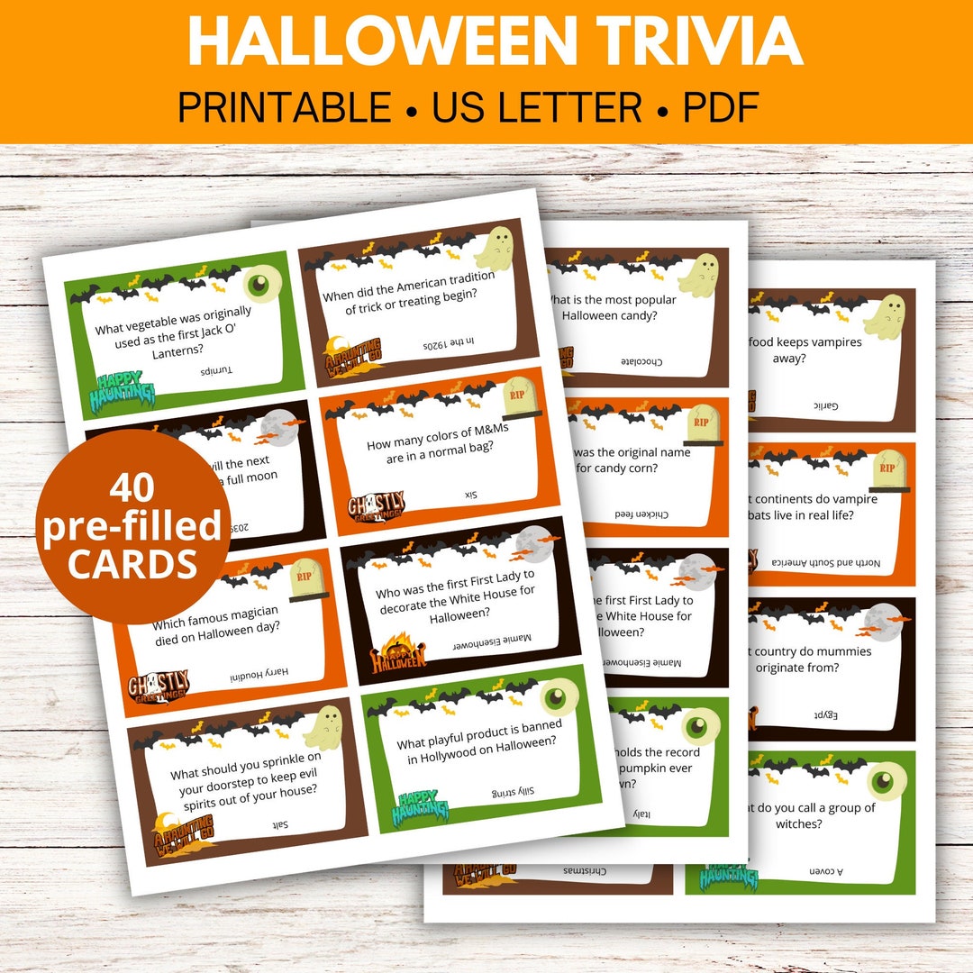 Printable Halloween Trivia for Kids, Halloween Trivia Game for Family ...