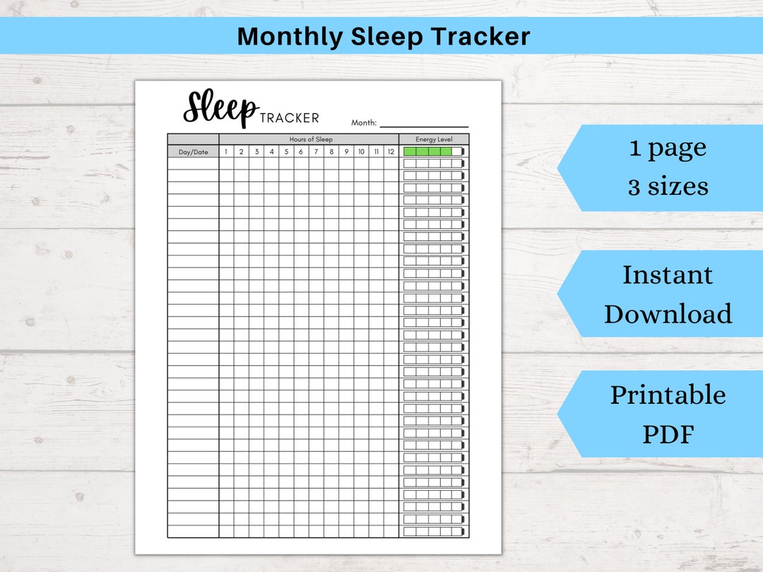 Printable Sleep Tracker, Sleep Journal, Sleep Log, Health Planner ...