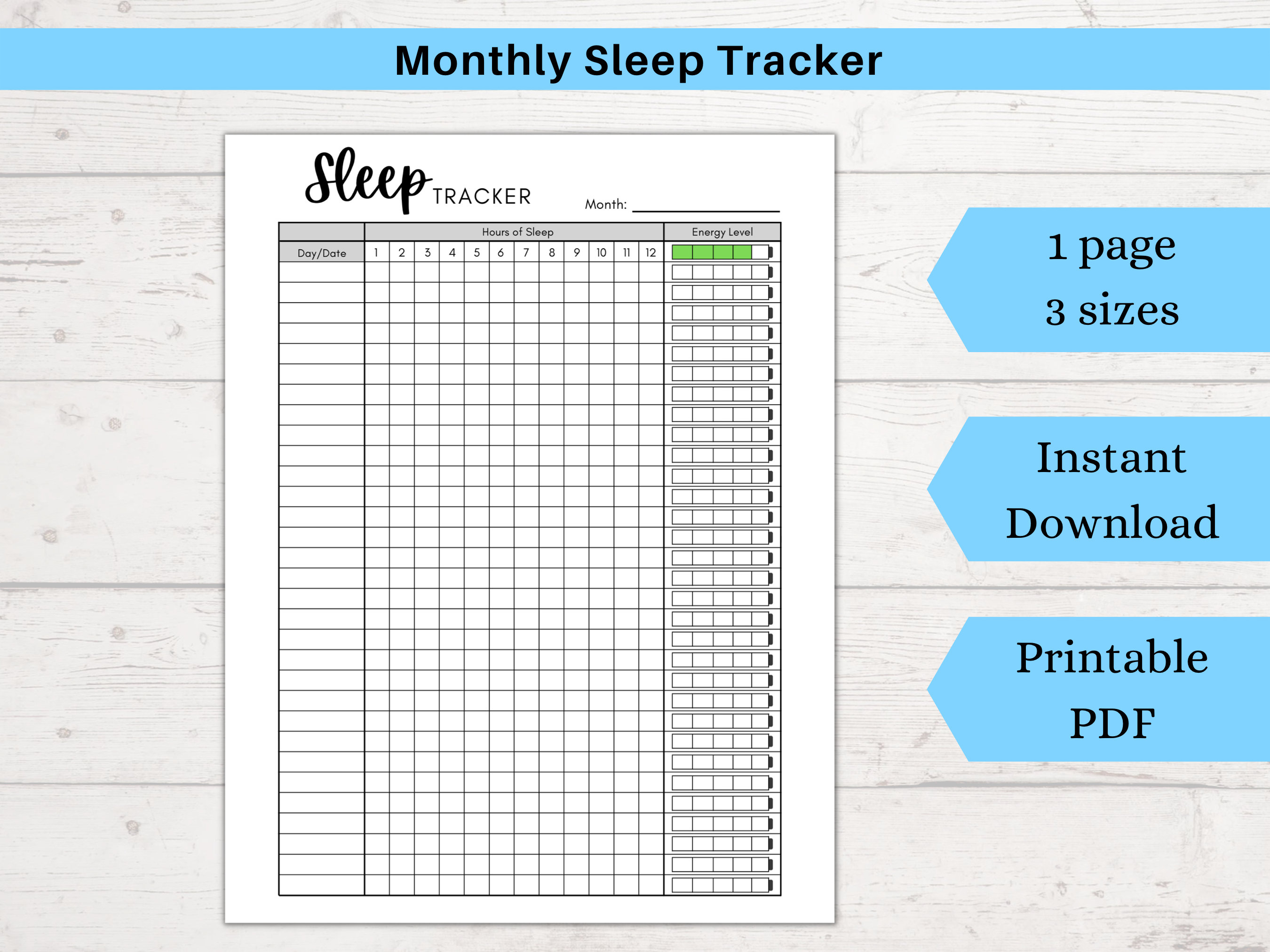 Printable Sleep Tracker, Sleep Journal, Sleep Log, Health Planner ...