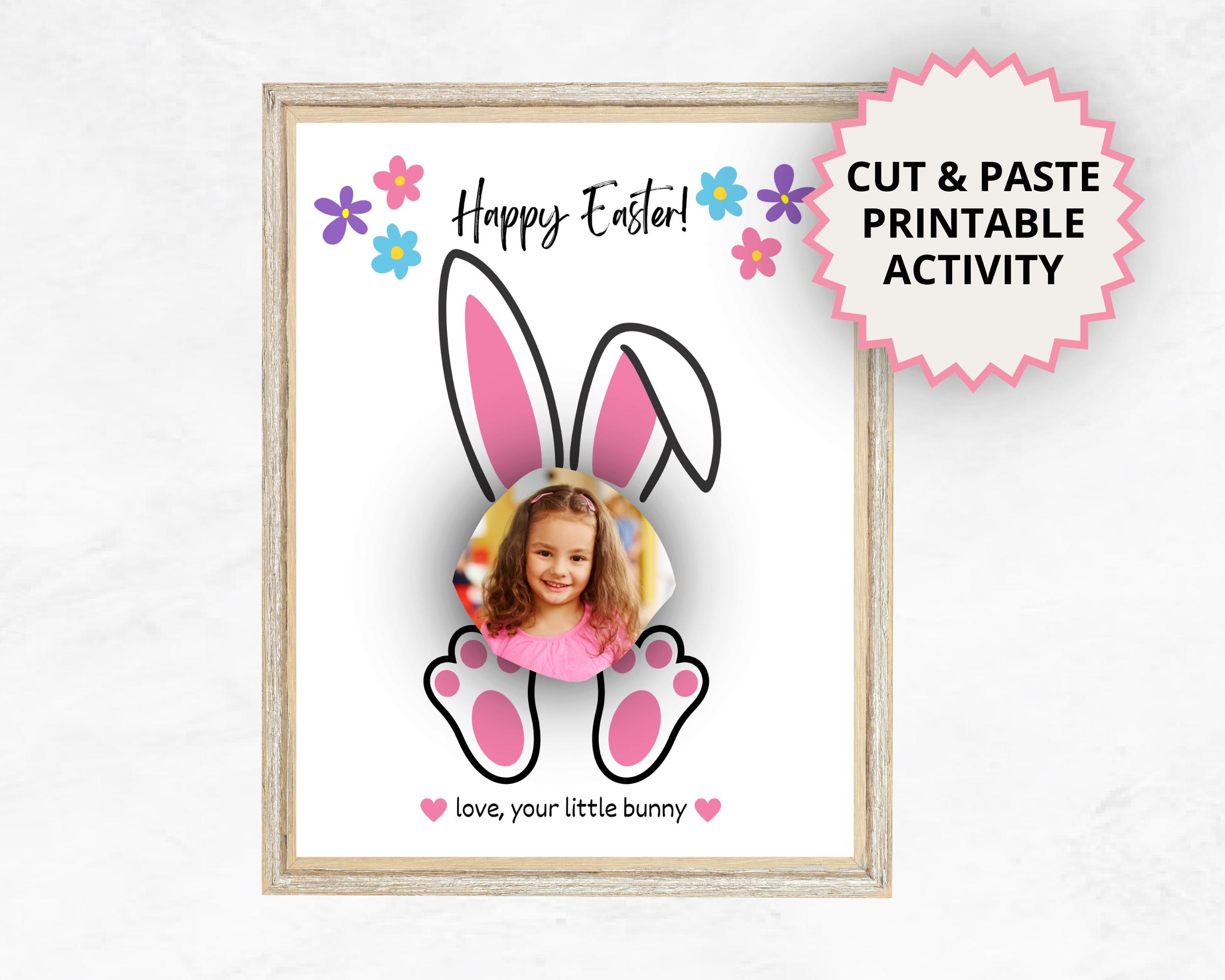 Easter Bunny Printable Craft, Kids Photo Art, Spring Activity ...