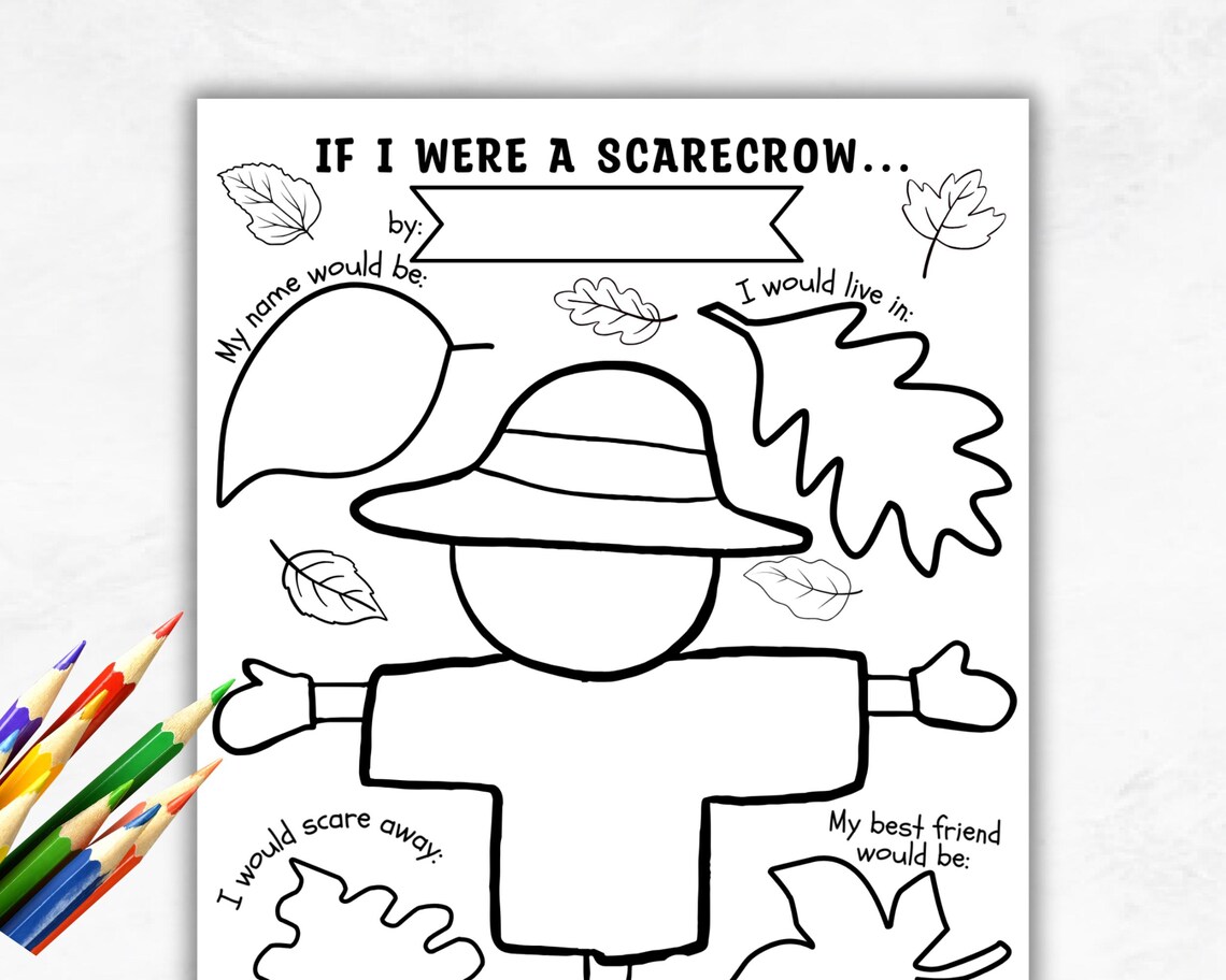 Design Your Own Scarecrow, Fall Harvest Craft, Kids Activity, Writing ...